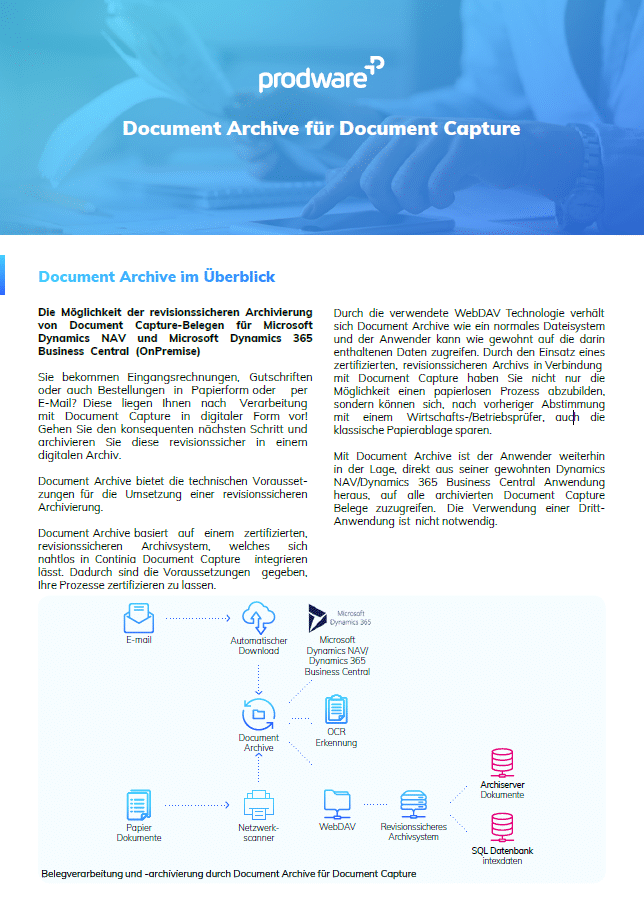 Document Archive für Document Capture | Archivierung | Prodware