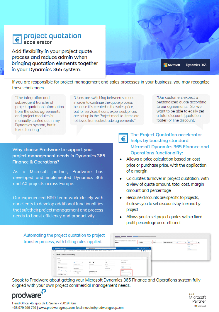 Prodware Project Quotation accelerator | Brochure | Prodware