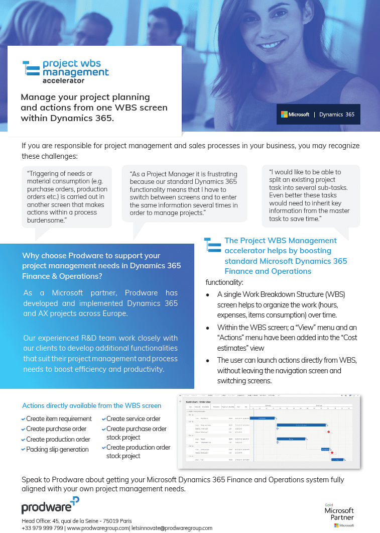 Prodware Project WBS Management accelerator | Brochure | Prodware