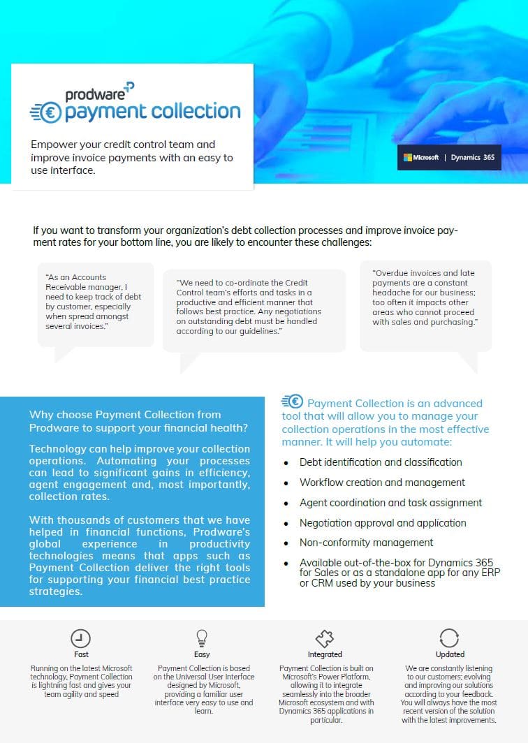 Prodware Payment Collection | Brochure | Prodware
