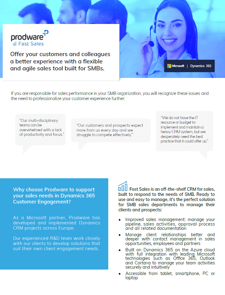 Prodware Fast Sales | Simplified sales CRM solution